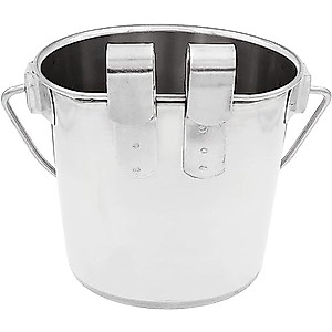 Fuzzy Puppy Flat Sided Pail with Dual Hooks, Snugly Fit On Dog, Cat and Critter Crates & Cages, Heavy Duty Stainless Steel, 2 Quart (FSP-2)