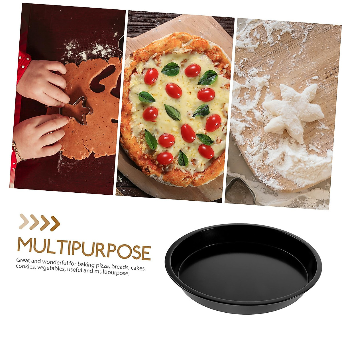 SHOWERORO Steel Cake Tray Pizza Pans Microwave Pizza Pan Pie Baking Tray 8 Inch Cake Pans Pizza Round Plate Crisper Pan Nonstick Bakeware Seafood Grill Pan Carbon Steel Oven Baking Pan