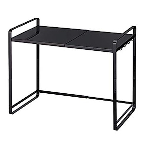 Yamazaki Home Expandable Kitchen Counter Organizer | Steel | Countertop Shelf, One Size, Black