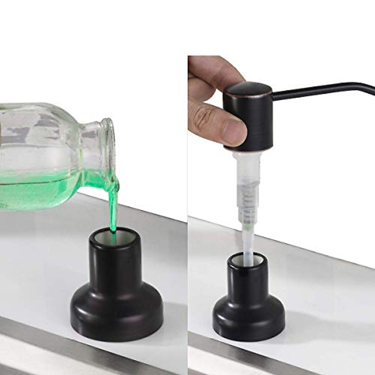 Soap Dispenser,Stainless Steel Dish Soap Dispenser for Kitchen,Hand Soap Dispenser Stainless Steel, Sink Soap Dispenser with Large Bottle, Oil Rubbed Bronze Soap Dispenser Refill from The Top