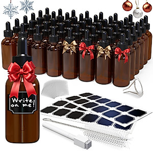 Nevlers 48PK Amber 2 oz Dropper Bottles Glass Set | Leakproof Amber Dropper Bottles Useable as Tincture Bottles with Dropper, Droppers for Oils, Medicine Dropper, Eye Dropper, & Gifts for Mom