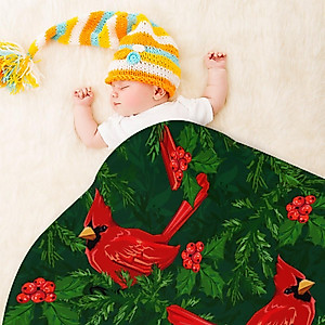LAKIMCT Red Cardinal Bird Round Soft Baby Blankets for Boys Girls, Newborn Blanket for Suitable for Swaddling Sleep Stroller Cover Nursery Blanket, 35 Inch