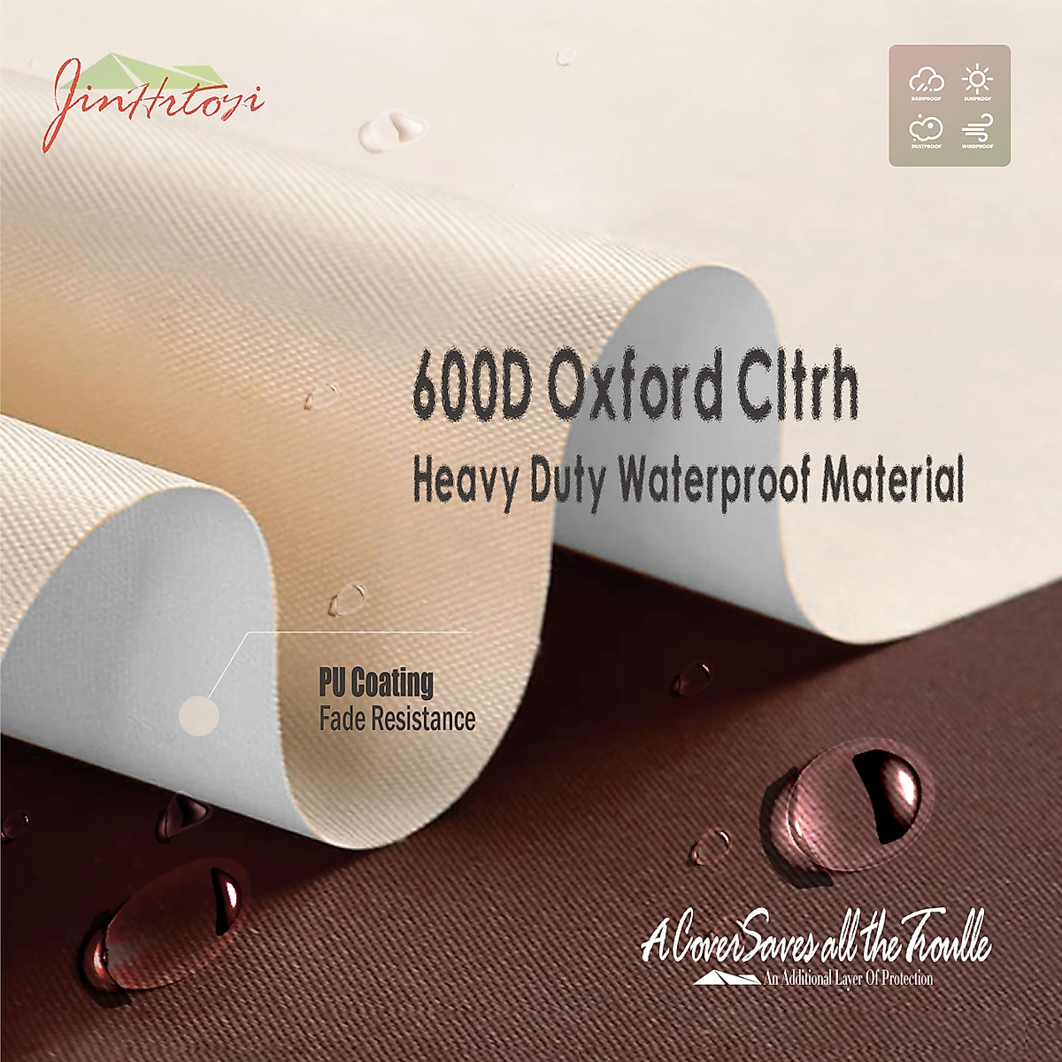 Jin Hrtoyi 2-Seater Outdoor Couch Cover,58" Wx32 Dx31 H Inches Patio Loveseat Cover,100% Waterproof Heavy Duty Patio Sofa Covers,Patio Furniture Covers,Beige&Brown