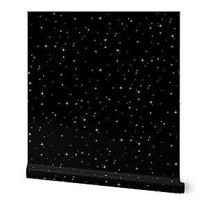 Peel & Stick Wallpaper 3ft x 2ft - Black Star Sky Science Space Astronaut Constellation Stars Custom Removable Wallpaper by Spoonflower