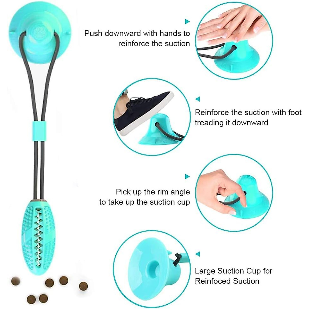 PrimePetPlay Suction Cup Dog Chew Toy - Bite Resistant and Durable - Perfect for Aggressive Chewers - Dental Health and Interactive Play, Sky Blue