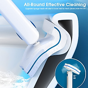 BALORIZ Disposable Toilet Brush with 48 PCS Toilet Refills, Disposable Toilet Cleaning System- Toilet Brush, Storage Caddy and 48 Toilet Bowl Brush Refill Heads for Bathroom Cleaning