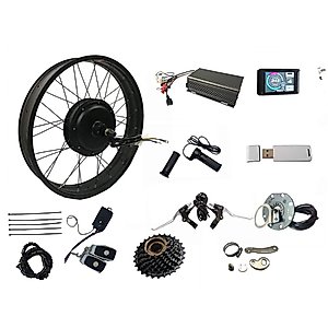 Color UCK1 Display System ，3000W Rear Wheel Electric Fat Bike Conversion Kit with 72V 80A Sabvoton programmable Controller, 7-Speed flywheel and Torque arm (26inch *4.0 Rear)