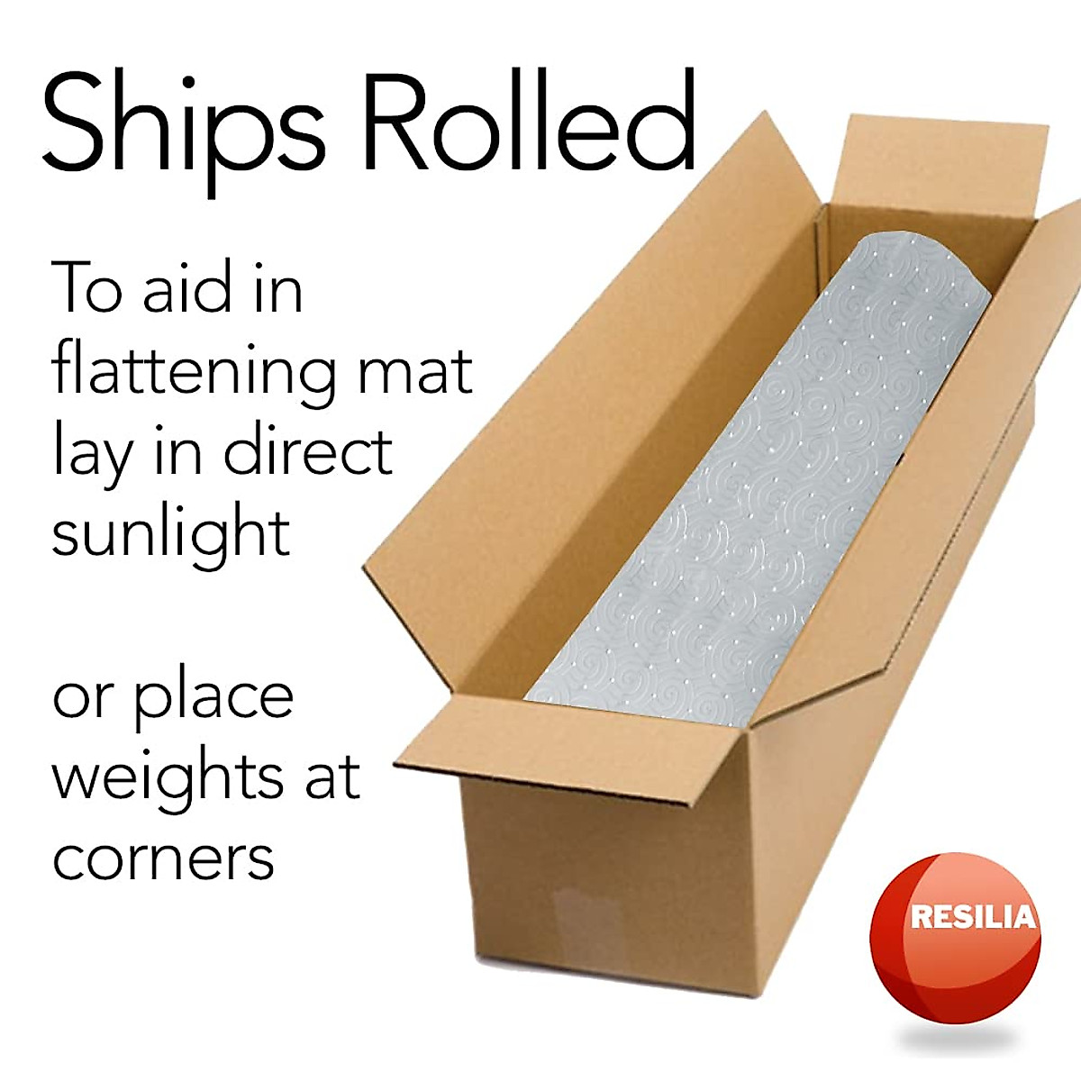 Resilia Office Desk Chair Mat - for Low Pile Carpet ( with Grippers ) Updated Clear Swirl Spiral Pattern, 36 Inches x 48 Inches, Made in The USA