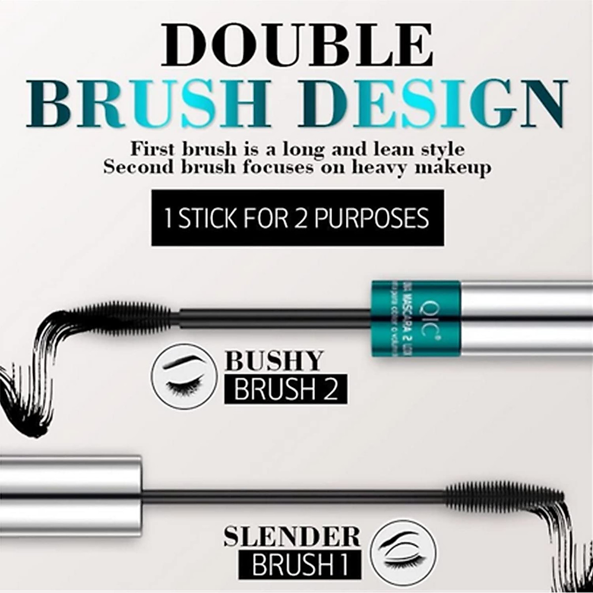 2 Pack Lash Cosmetics Mascara 5x Longer Lash Mascara, 2 in 1 Black Mascara Waterproof Mascara Volume and Length Eye Cosmetics Long-Lasting Natural Liquid Eyelash Mascara Black Makeup