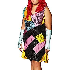 Disguise Tim Burtons The Nightmare Before Christmas Sally Glam Adult Costume,Yellow/Black/Purple,X-Large/18-20