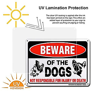 Beware of Dog Sign, 2 Pack 10"x 7" Rust Free .40 Aluminum, UV Printed- Professional Graphics- Easy to Mount- Indoor Or Outdoor Use- Beware of Dog Warning Signs for Home and Business