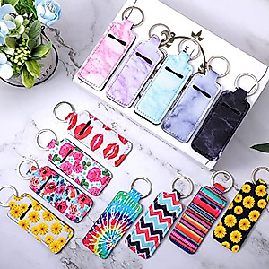 30 Pieces Halloween Lipstick Keychain Holders Lipstick Holder Keychain with Wristlet Keychain Lipstick Sleeve Pouch Lip Balm Portable Pocket Lip