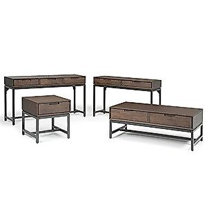 SIMPLIHOME Banting SOLID WOOD and Metal 54 inch Wide Wide Console Sofa Entryway Table in Walnut Brown with Storage, 3 Drawers, for the Living Room, Entryway and Bedroom