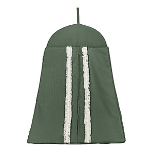 Sweet Jojo Designs Dark Green Boho Chic Baby Girl Boy Unisex Nursery Crib Bedding Set Solid Sage Hunter Ivory Bohemian Gender Neutral Linen Tassel Modern Farmhouse Minimalist 4pc