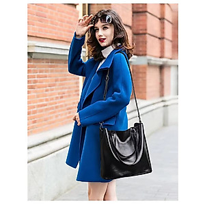 Black Vegan Leather Tote Bag - Large Shoulder Bag with Zipper and Inside Lining