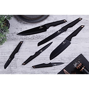 Berlinger Haus 6 Piece Knife Set, Black Silver Knives Set for Kitchen, Cooking Knives with Ergonomic Handles, Sharp Cutting Stainless Steel Chef Knife Set