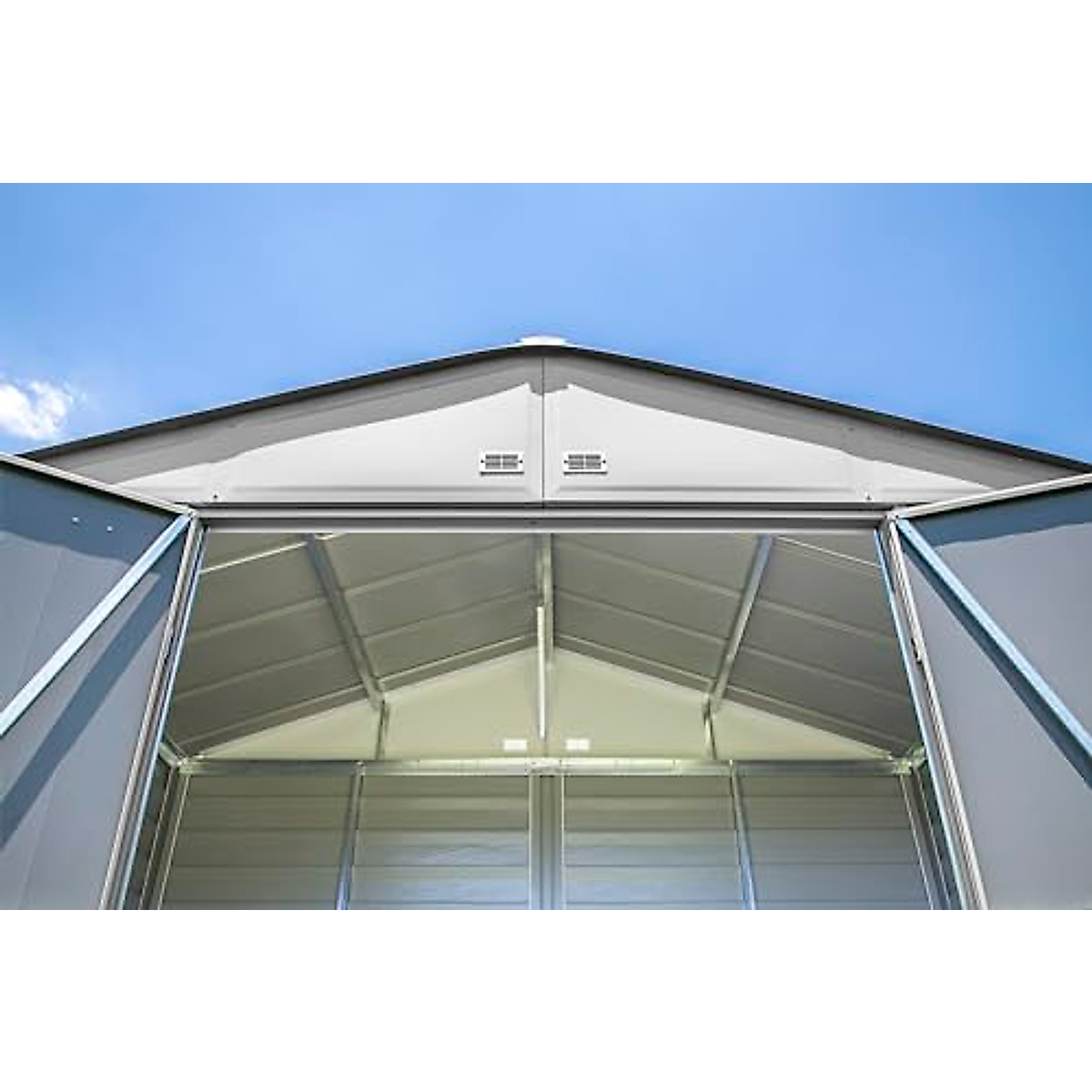 Arrow Select 8' x 6' Outdoor Lockable Steel Storage Shed Building, Flute Grey