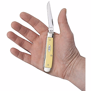 CASE XX WR Pocket Knife Yellow Synthetic Mini Trapper Carbon Steel Item #029 - (3207 CS) - Length Closed: 3 1/2 Inches