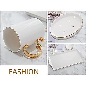 DVTEL Bathroom Five-Piece Set, Wash and Gargle Set, Simple Couple, Brush Teeth, Gargle Cup, Ceramic Bathroom Supplies