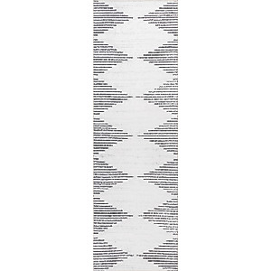 nuLOOM 2' x 10' SpinClean Machine Washable Stain-Resistant Area Rug with Non Slip Backing, Low Profile for Living Room, Bedroom, and Dining Room, Romina White