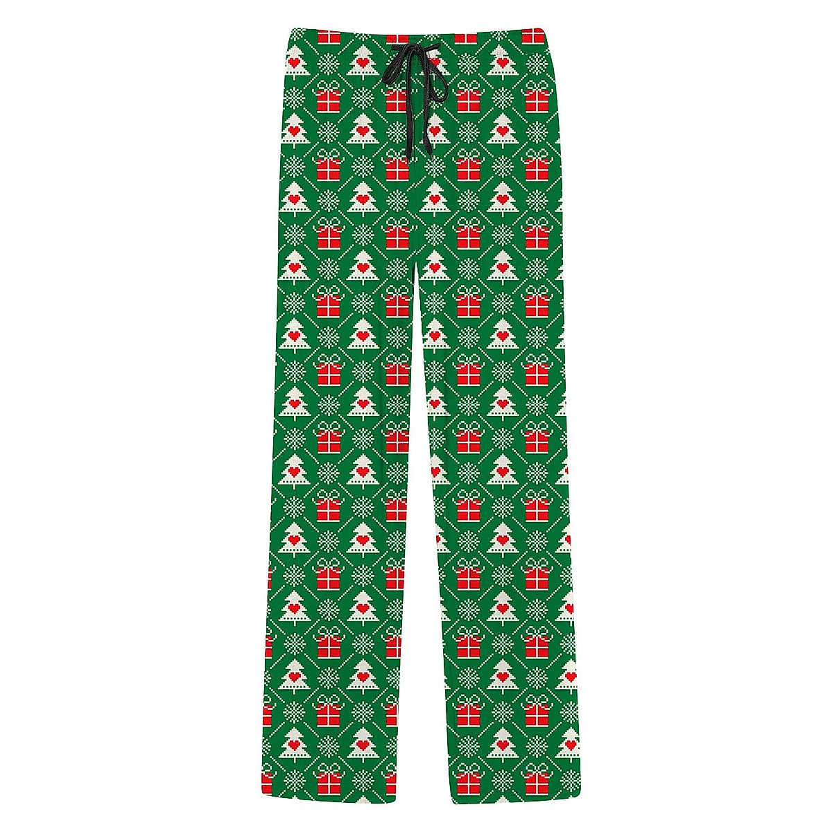 Christmas Pajamas for Men Long Pants Funny Tree Snowflake Print Pajama Bottoms Drawstring Elastic Lightweight Soft Sleepwear (A7-Green,X-Large)