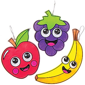 Baker Ross AT777 Fruit Suncatchers - Pack of 10, Suncatcher Stained Glass Effect for Children to Make and Display