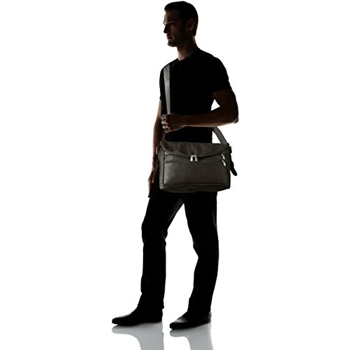 Piel Leather Cross Body Tote, Black, One Size