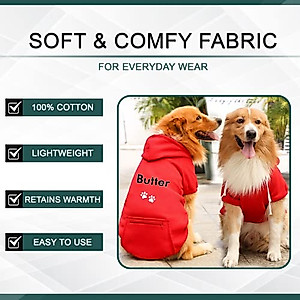 Personalized Dog Hoodie - Stylish Custom Dog Shirt with Embroidered Dog's Name and Paws - Hooded Dog Sweatshirt Warm - Red Cotton Dog Hoodies Winter Pullover with Pockets - X-Large