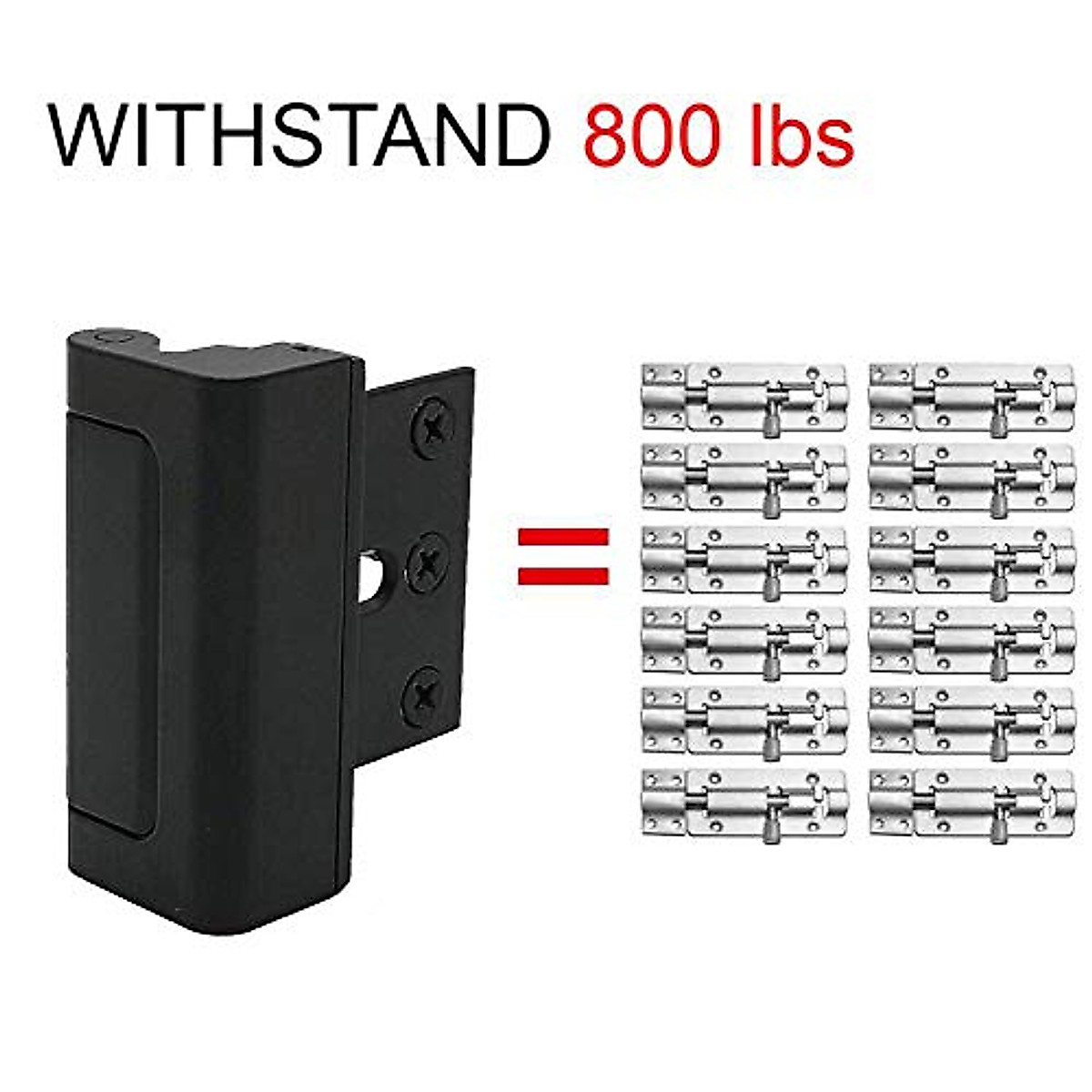 TOYFUL 2 Pack Door Reinforcement Locks with 8 Screws, Home Security Door Lock for Toddler, Childproof Door Lock Night Lock Withstand 800 Lbs Black