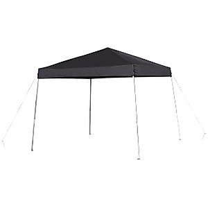 EMMA + OLIVER 8'x8' Black Weather Resistant Easy Pop Up Slanted Leg Canopy Tent with Carry Bag