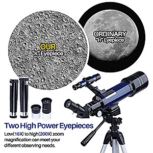 Telescopes for Astronomy Adults, 70mm Aperture 400mm Focal Length Refractor Telescope for Beginners Kids, Portable Telescope with Backpack Tripod Phone Adapter