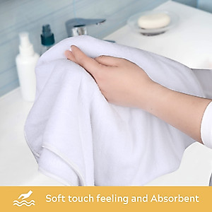 SINLAND Microfiber Hand Towels for Bathroom Super Soft Washcloth for Home Spa Sports Face Towels Hair Towels 16Inch x 30Inch White 3Pack