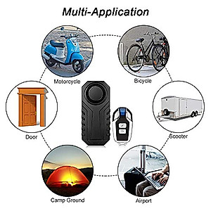 Onvian Upgraded Wireless Anti-Theft Motorcycle Bike Alarm Waterproof Bicycle Security Alarm Vibration Sensor with 2 Remotes, 113dB Loud