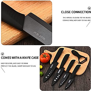 Kitchen Ceramic Knife Set Professional Knife With Sheaths, Super Sharp Rust Proof Stain Resistant (6" Chef Knife, 5" Utility Knife, 4" Fruit Knife, 3" Paring Knife, One Peeler)