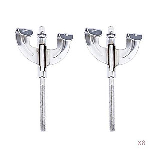 LoveinDIY 16x Durable Bass Drum Claws Hook W/Tension Rods Mount Replacement Chrome