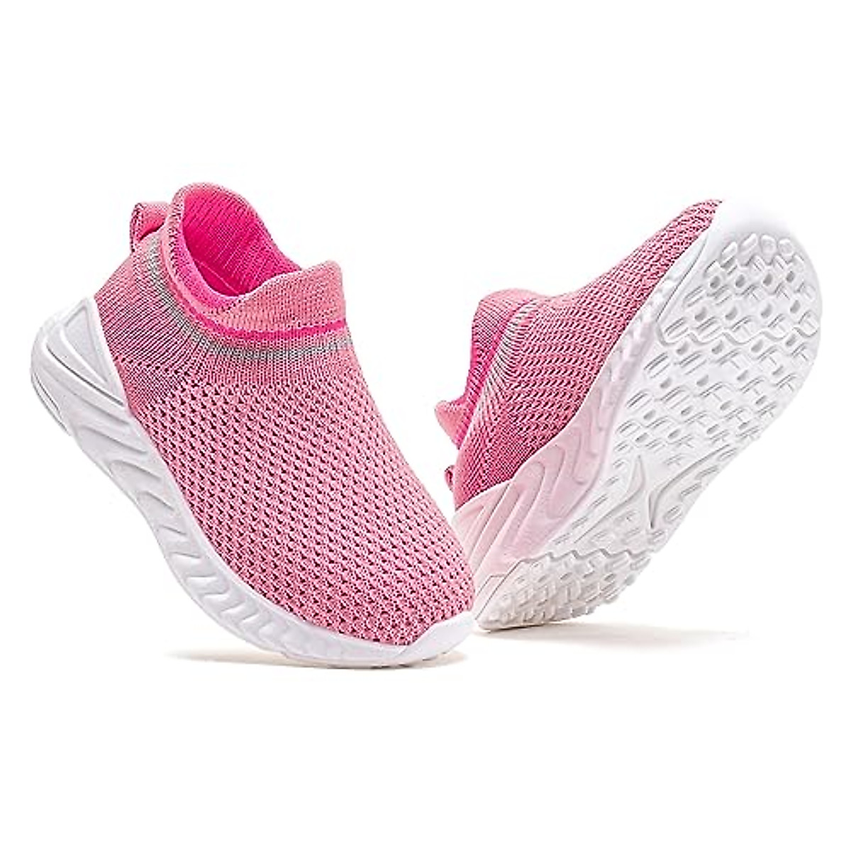 HOBIBEAR Toddler Boys Girls Walking Shoes Slip on Sock Sneakers Non-Slip Lightweight Mesh (Pink,Toddler 7)