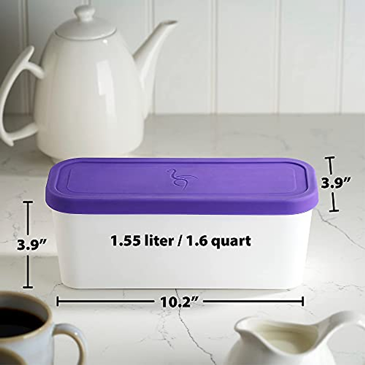 Set of 2 Reusable Ice Cream Tub Containers For Homemade Ice Cream 1.6 Quart Ea. - Perfect for Sorbet, Frozen Yogurt Or Gelato - Stackable Storage Containers, Stickers And Lids Stores Easily In Freezer
