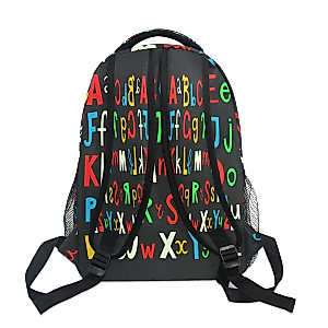 YPPAHHHH Education Alphabet School Bag Backpack College Bookbag, Rainbow Letter Laptop Backpacks Computer Bag Travel Hiking Camping Daypack for Women Girls Men Boys Students