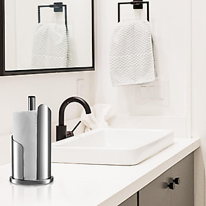 Paper Towel -Toilet Holder Milena Stainless Steel- Silver Spiral Design for Kitchen, Bathroom Countertop