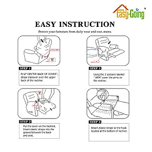 Easy-Going 4 Pieces Microfiber Stretch Recliner Slipcover – Spandex Soft Fitted Sofa Couch Cover, Washable Furniture Protector with Elastic Bottom for Kids, Pet(Recliner, Coffee)