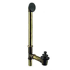 Westbrass 22-1/2" Brass Twist & Close Bath Waste & Overflow with 2-Hole Faceplate, Matte Black, D322-62