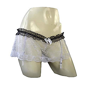 JEERLEEP Women Sexy Lace Suspender Garter Belt for Thigh High Stockings Lingerie-White