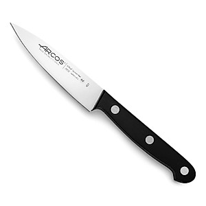 ARCOS Paring Knife 4 Inch Stainless Steel. Professional Knife for Peeling Fruits and Vegetable. Ergonomic Polyoxymethylene Handle and 100 mm Blade. Series Universal. Color Black