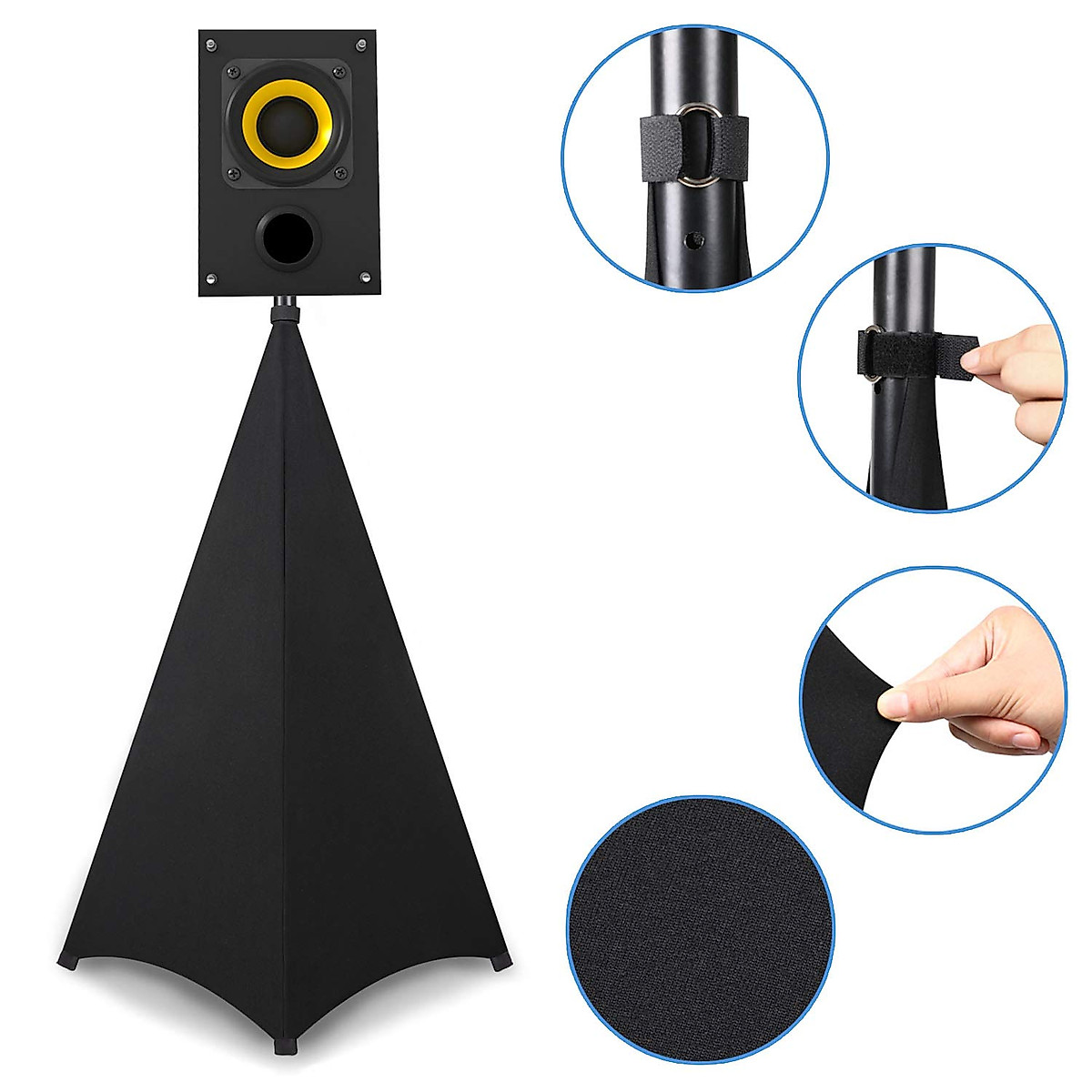 Dofilachy Speaker Stand Cover-DJ Bag with 360 Degree Cover, Speaker Tripod Scrim Cover for Speaker/Lighting with Free Travel Bag (Two Pack-black)