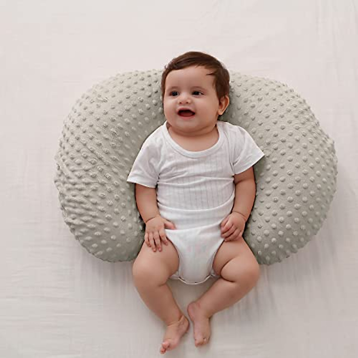 Nursing Pillow Cover, Minky Breastfeeding Pillow Slipcover Snugly Fits for Nursing Pillow for Baby Boys and Girls, Premium Quality Microfiber, Ultra Soft Comfortable (Tidal Foam)