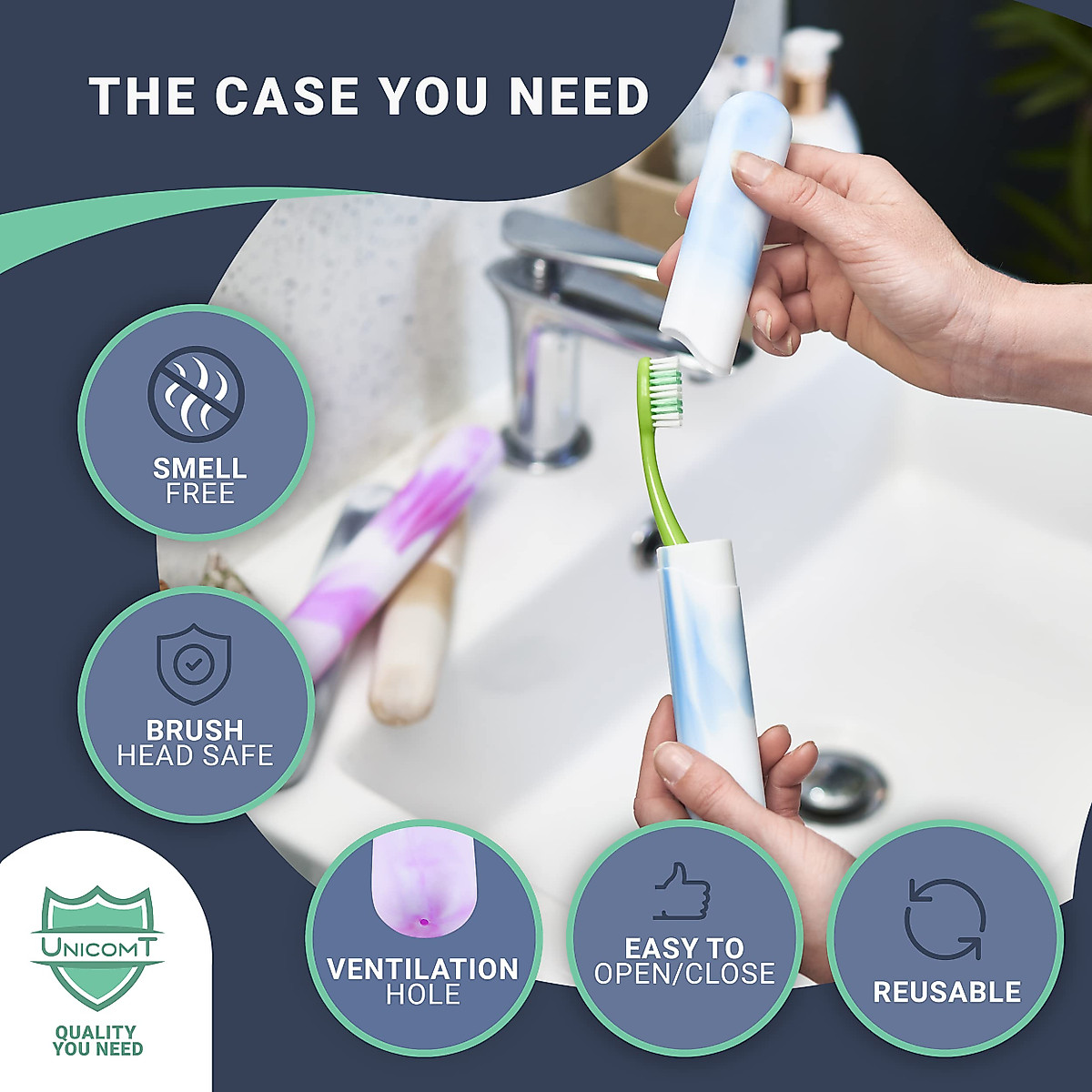 UnicomT 8 PCs Travel Toothbrush Case with Drainage Holes – Portable, Breathable Bulk Plastic Toothbrush Holders Travel Covers – Ideal for Camping, Trips & Daily Use – Assorted Colors