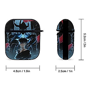 Manhwa Solo Leveling AirPods Case Cover with Keychain for AirPods 2&1, Novelty Anime Printing Shockproof Case Compatiable with Wireless Charging