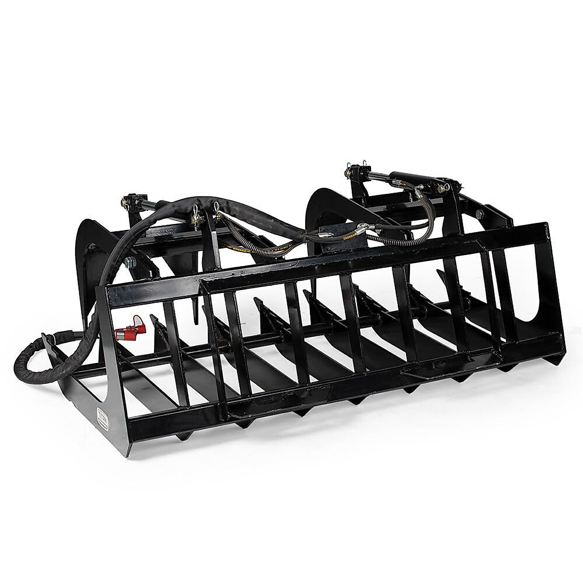 Titan Attachments 72in Economy Skid Steer Root Grapple Bucket Attachment, 3/8in Thick Steel Frame, Quick Tach Mounting System