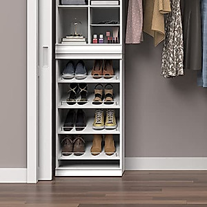 ClosetMaid Modular Storage Angled Shelves, Wood Closet Organizer Adjustable, Stacking, Full Backer, Decorative Trim, White, Shoe Shelf Unit