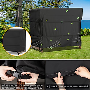 Velway Outdoor Swing Cover 3 Triple Seater Waterproof Patio Hammock Cover 87x49x70 All Weather Windproof Glider Chair Cover for Garden Furniture, Black
